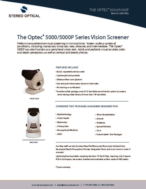 Optec 5000 and Optec 5000P - Essilor Instruments USA