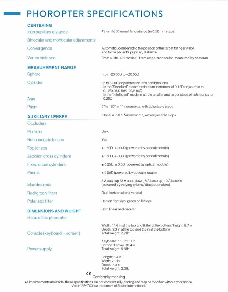 Vision-R 700 Refraction System - Essilor Instruments USA