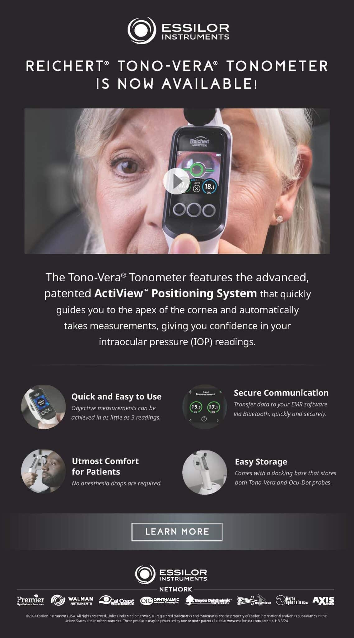 Tono-Vera Tonometer - Essilor Instruments USA